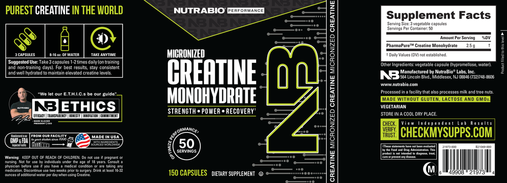 Creatine Monohydrate Capsules – NutraBio Brands