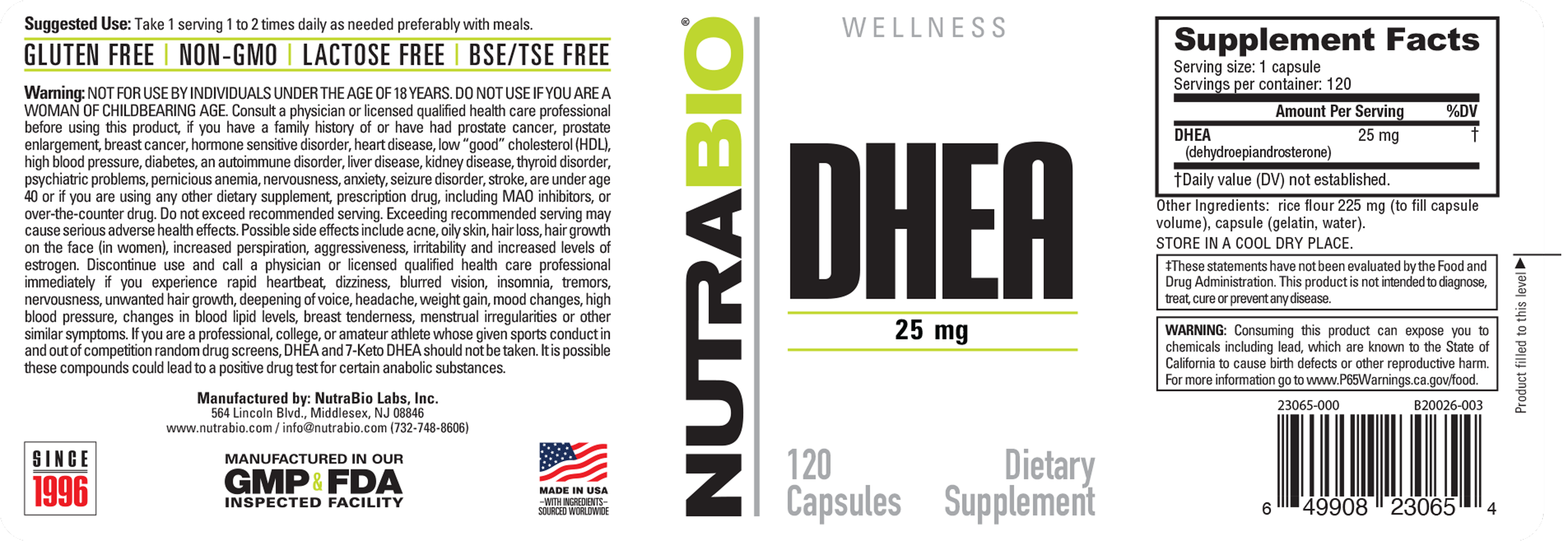 DHEA (25mg) – NutraBio Brands