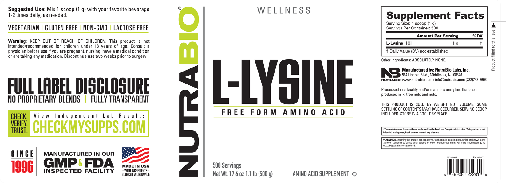 Lysine Powder – NutraBio Brands