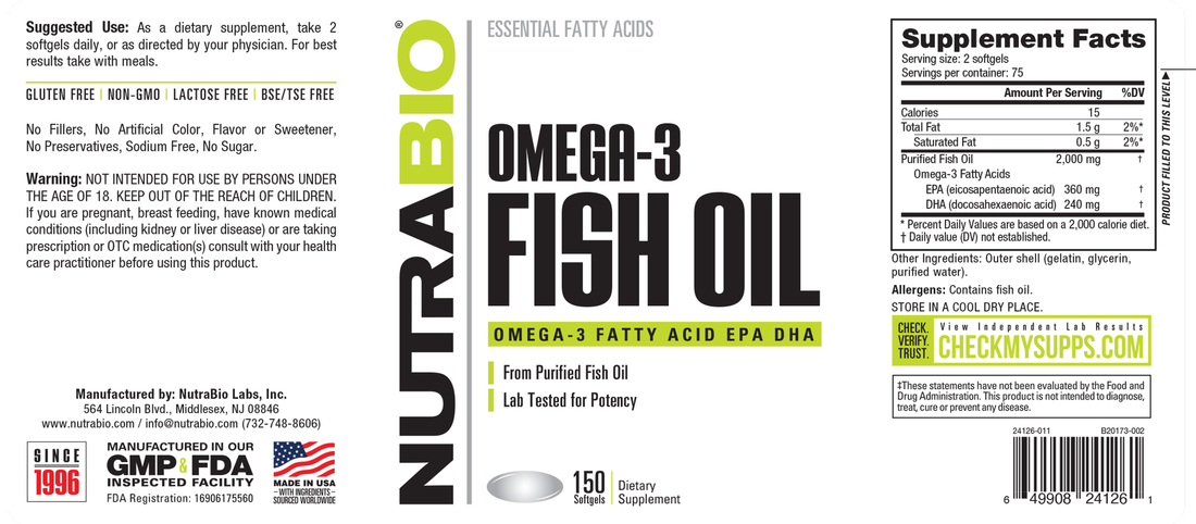 Omega 3 Fish Oil – NutraBio Brands