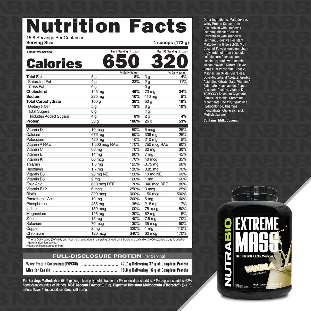 Extreme Mass Gainer Protein Powder | NutraBio Brands