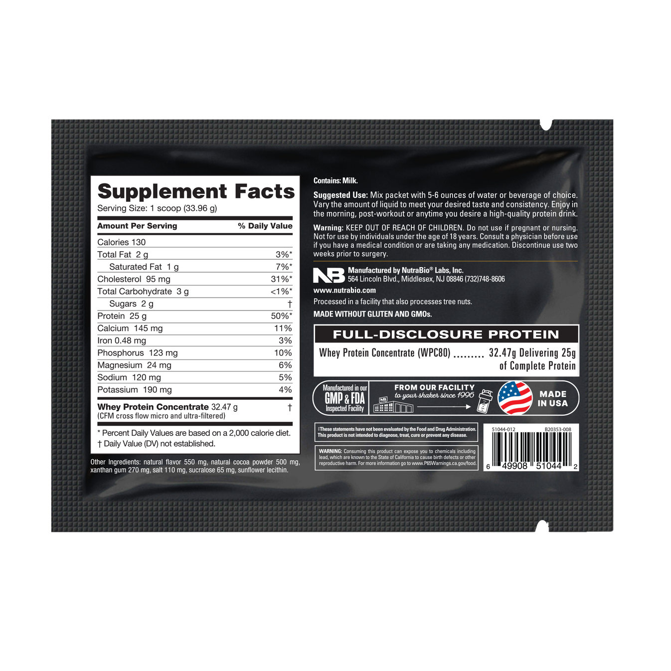 Classic Whey Protein - Sample Packet – NutraBio Brands