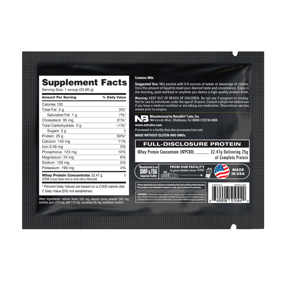 Classic Whey Protein - Sample Packet – NutraBio Brands