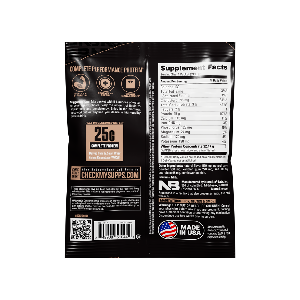 Classic Whey Protein - Sample Packet – NutraBio Brands