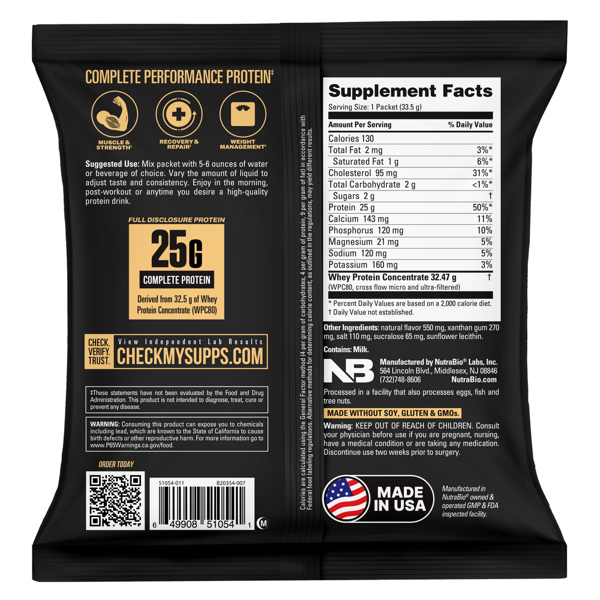 Classic Whey Protein - Sample Packet – NutraBio Brands