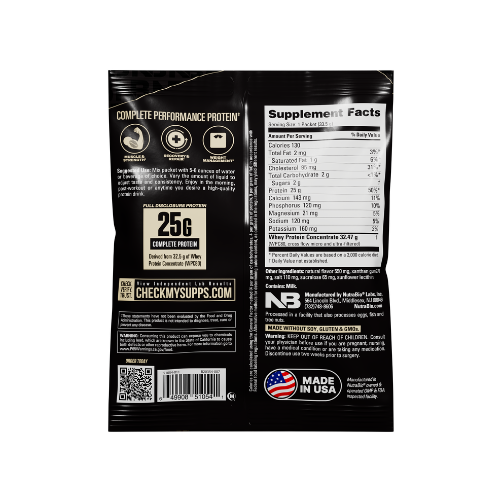 Classic Whey Protein - Sample Packet – NutraBio Brands