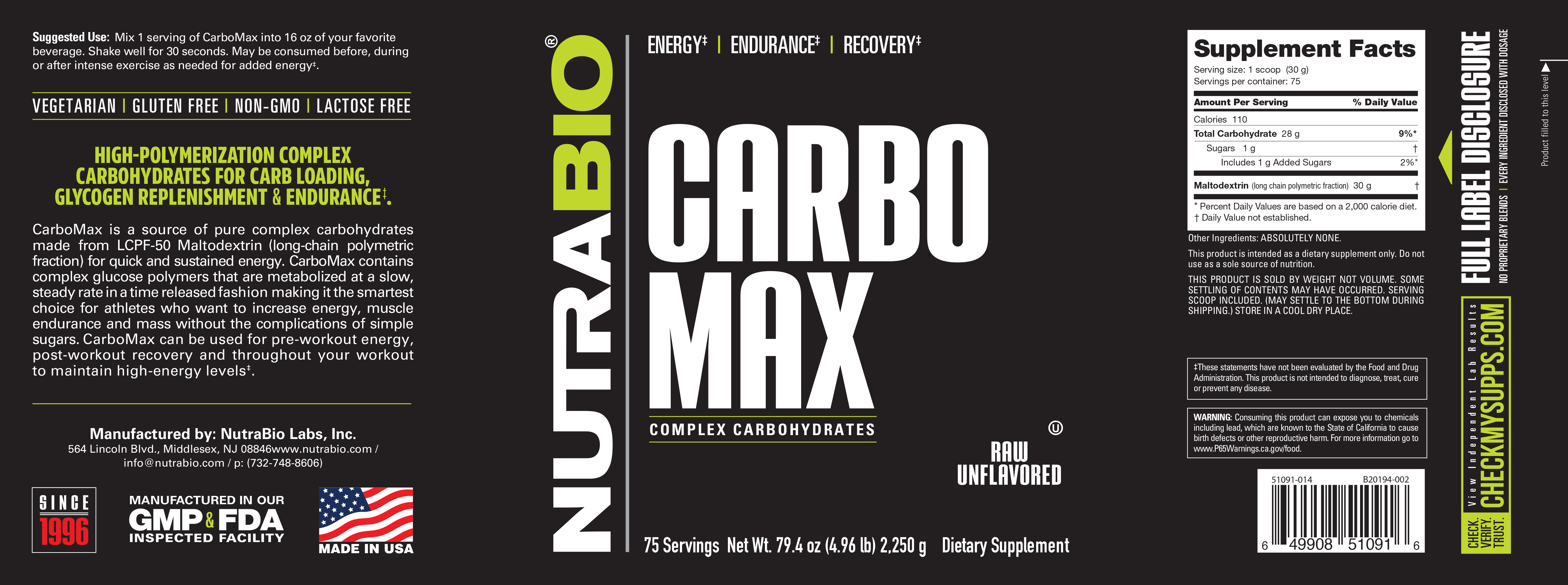 Carbo Max Maltodextrin – NutraBio Brands