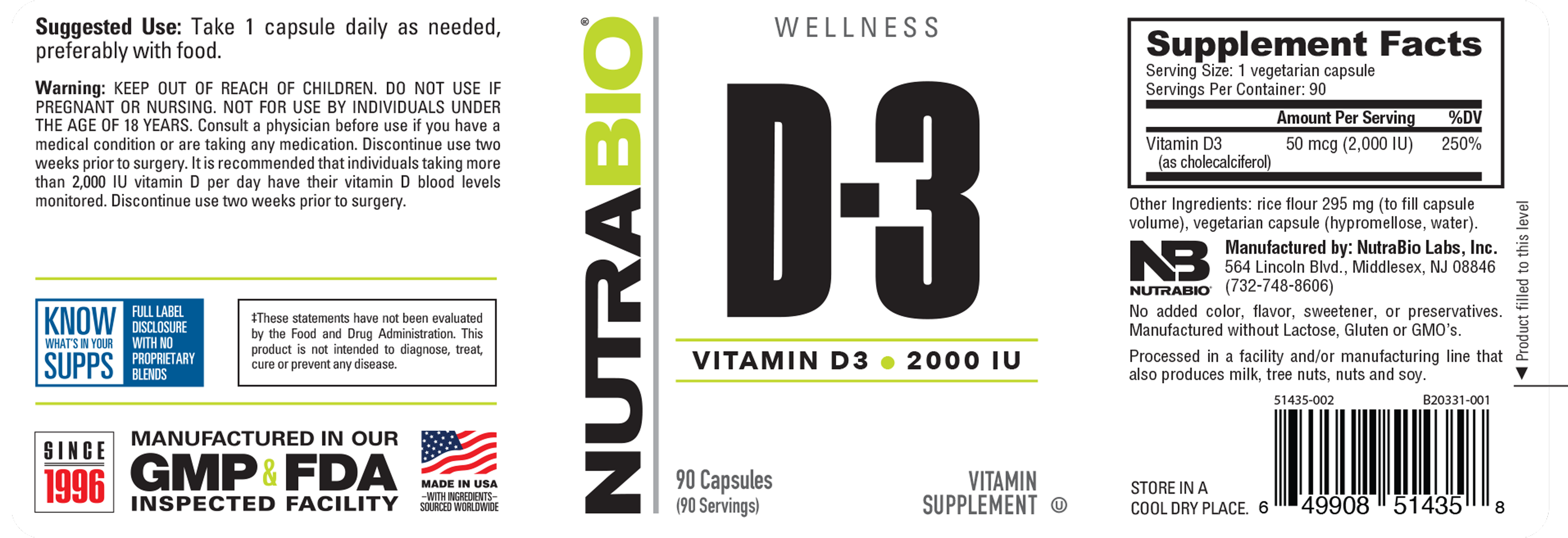 Vitamin D (2000 IU) – NutraBio Brands