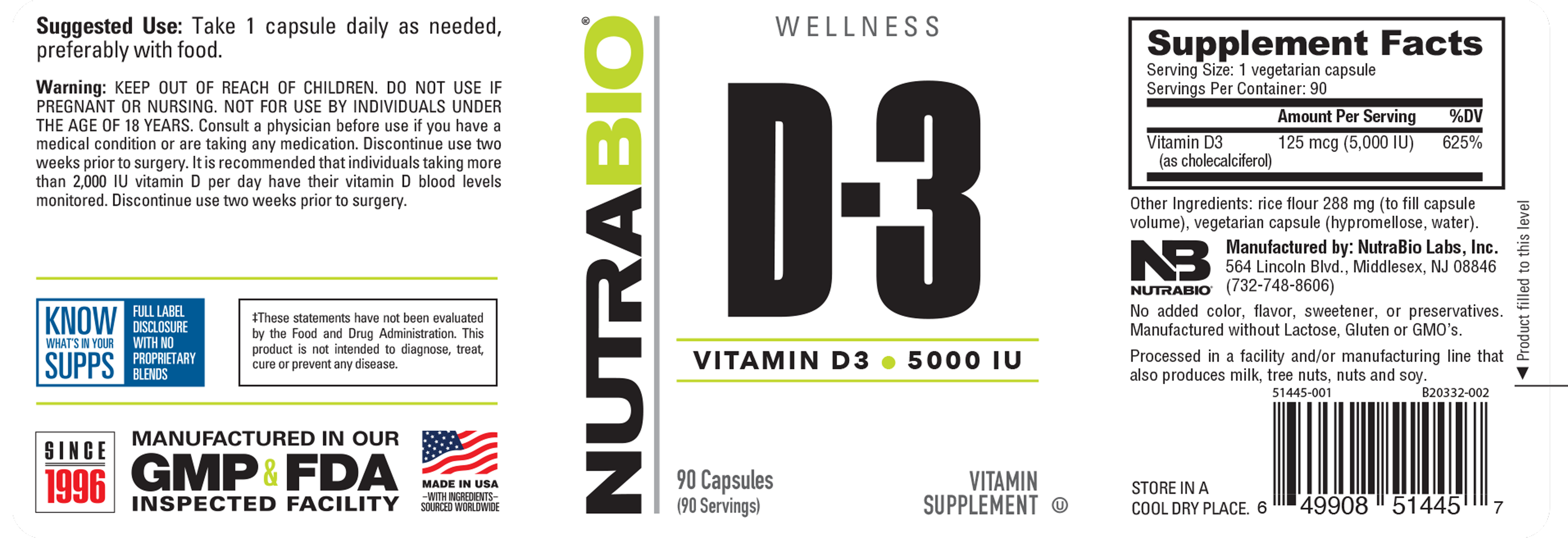 Vitamin D (5000 IU) – NutraBio Brands