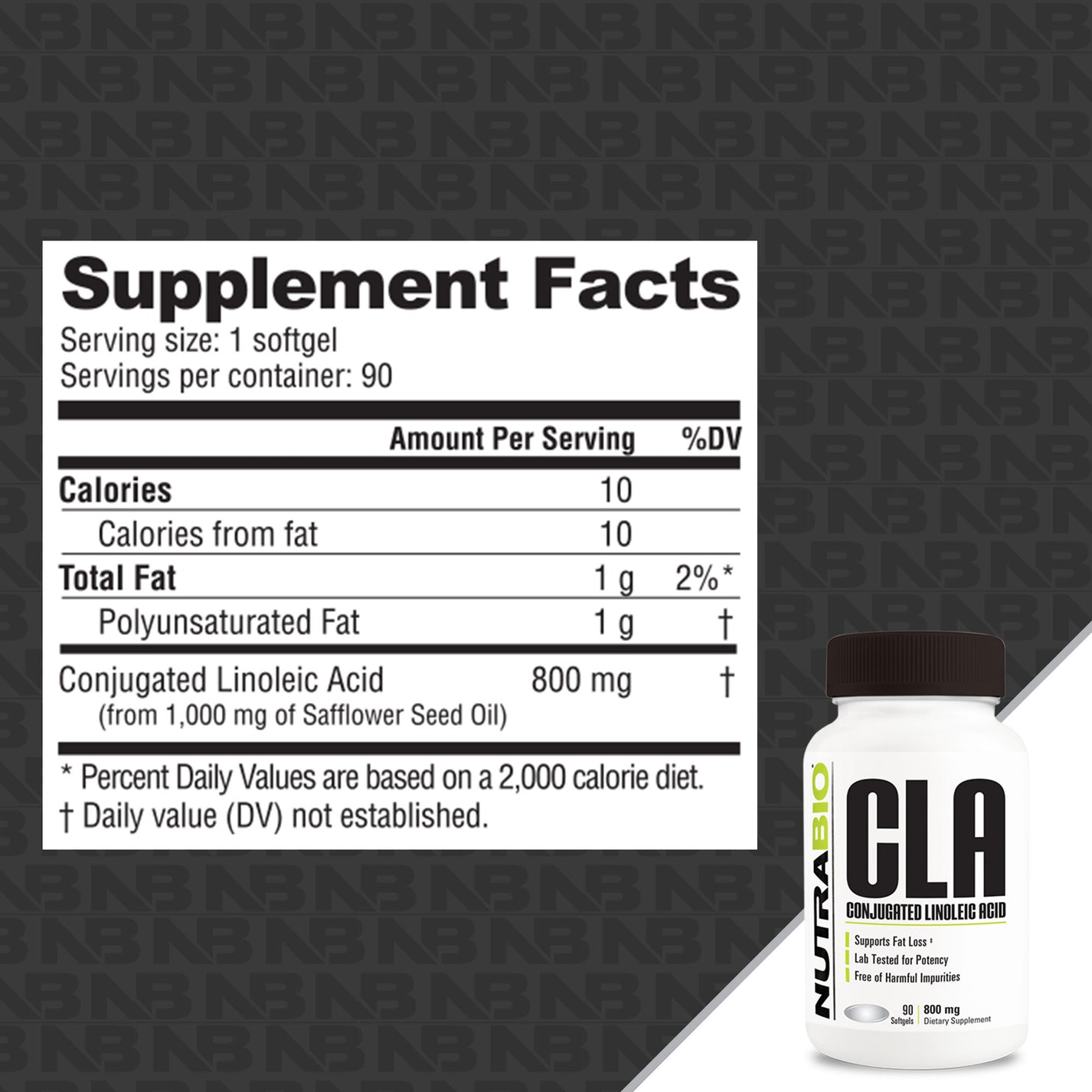 CLA (800 mg) Supplement | NutraBio Brands